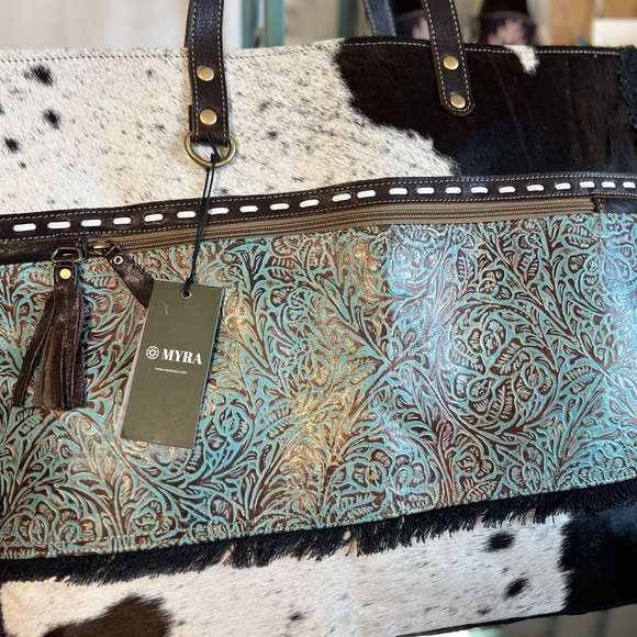 Myra Bag | Bags | New Spring Myra Bag Cowhide Canvas Leather Weekender ...